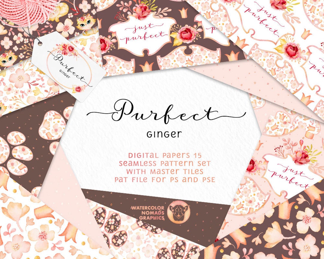 Cat Paws Digital Paper for Kitten Lover Printable Floral - Etsy