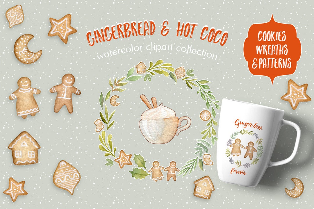 Gingerbread Clipart Watercolor Christmas Clipart Winter - Etsy