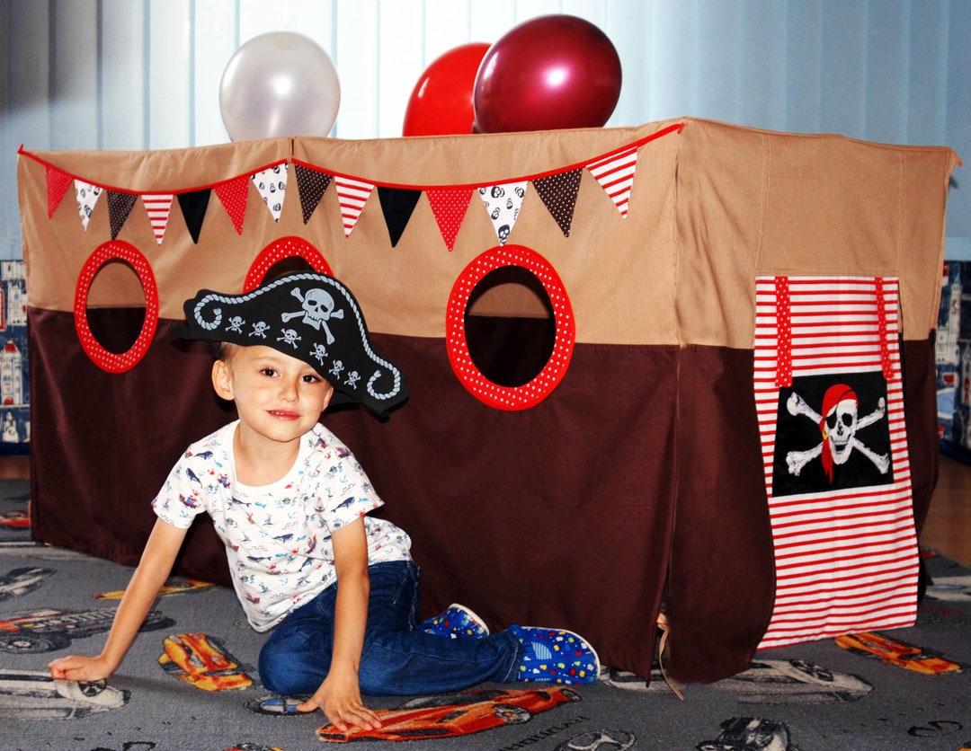 Pirate House Tent Ship, Personalized Tablecloth Playhouse, Outdoor Kids ...