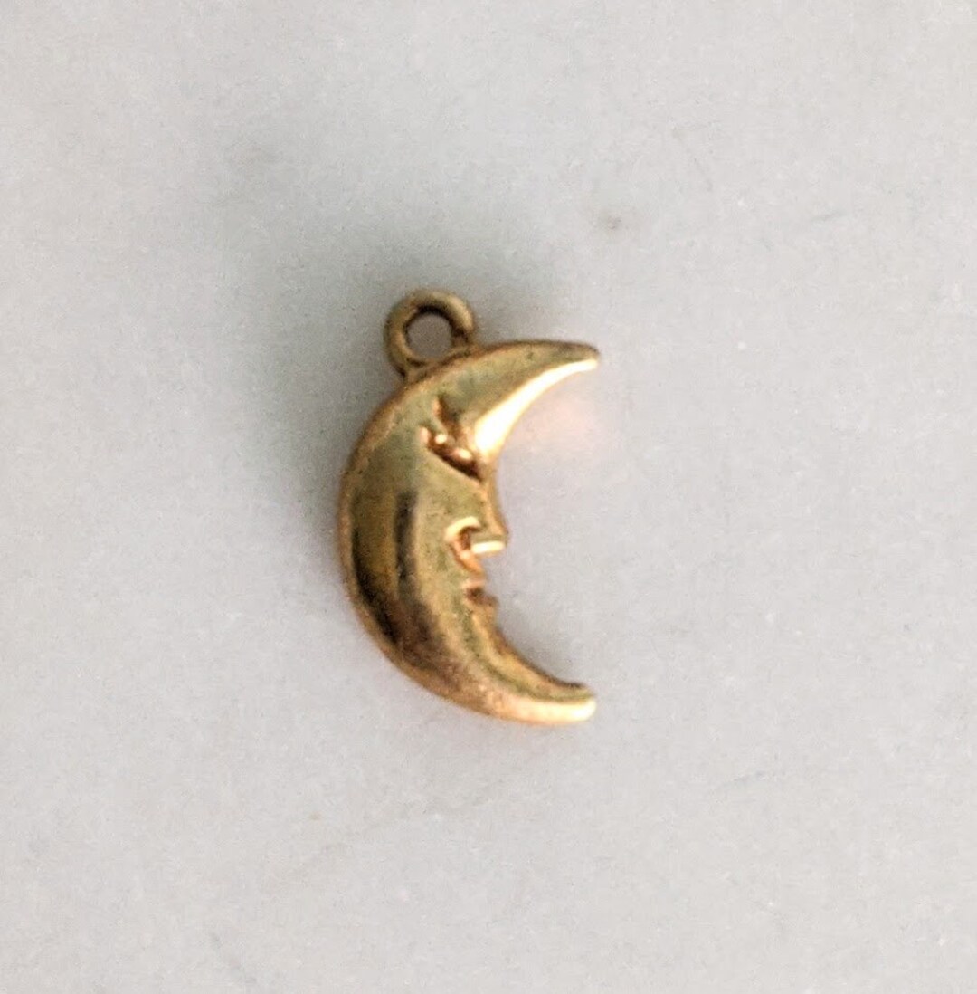 Handmade 24K Gold Filled Vermeil Pretty Crescent Moon Pendant, Half ...