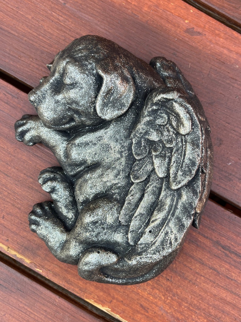 Cement Dog Memorial Statue Solid Concrete Puppy Memorial Figurine Dog ...