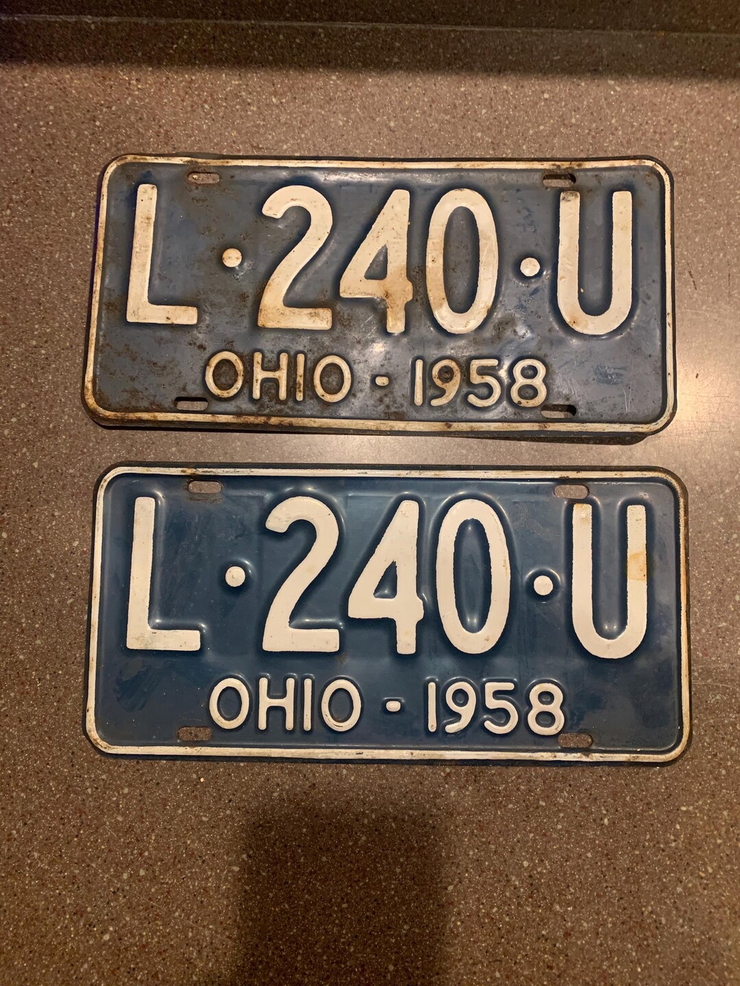 Ohio Vintage Antique 1958 Blue License Plate Matched Pair L 240 U - Etsy