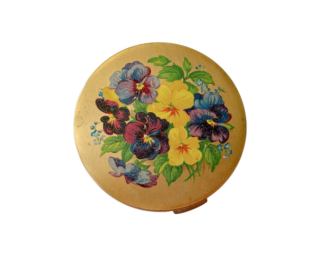 Vintage 1940s Stratton Compact With Painted Enamel Violet - Etsy
