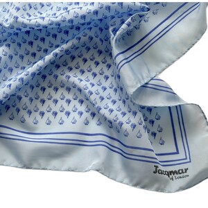 Vintage Jacqmar Chiffon Square Scarf Blue With Boat Print Nautical - Etsy