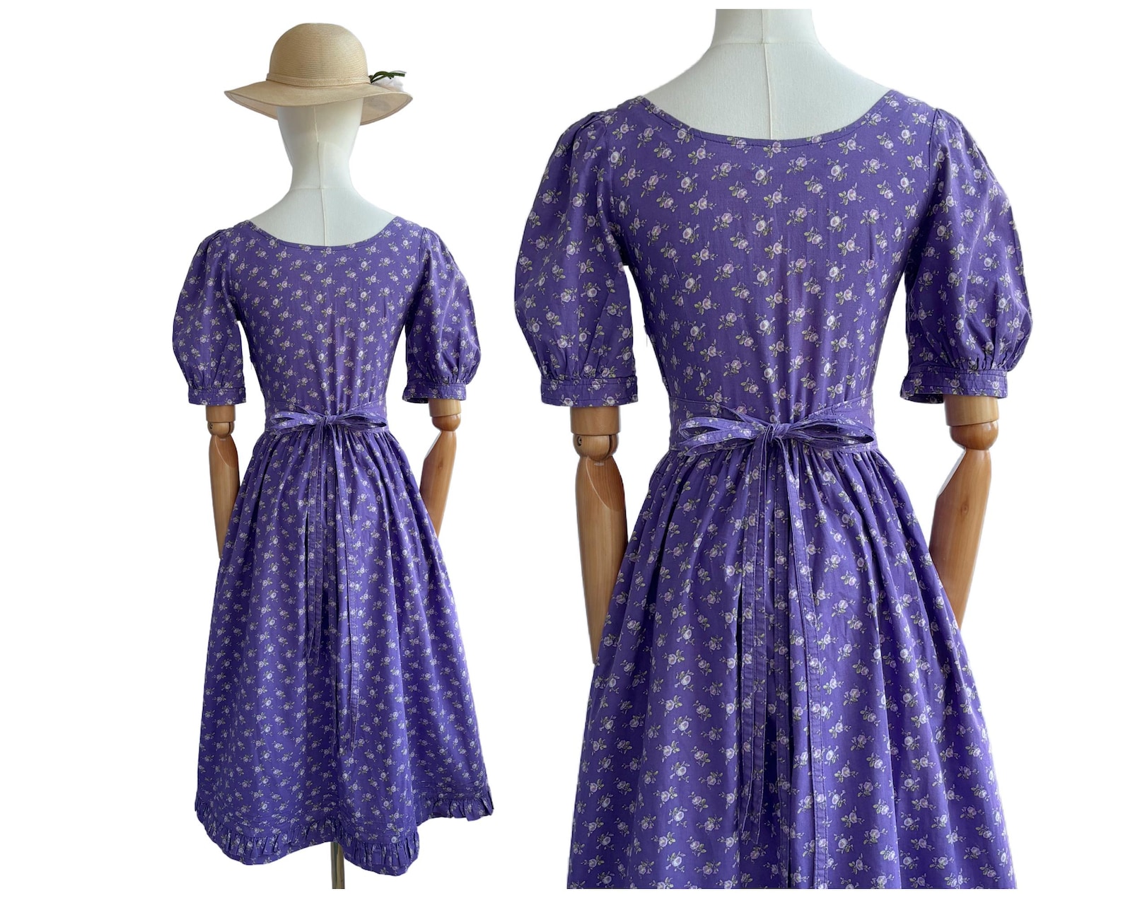 Vintage Laura Ashley Made in Carno Wales Purple Floral Cotton Shirt ...