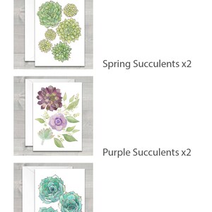 Succulent Watercolor Greeting Cards, Box Set of 3 - Etsy