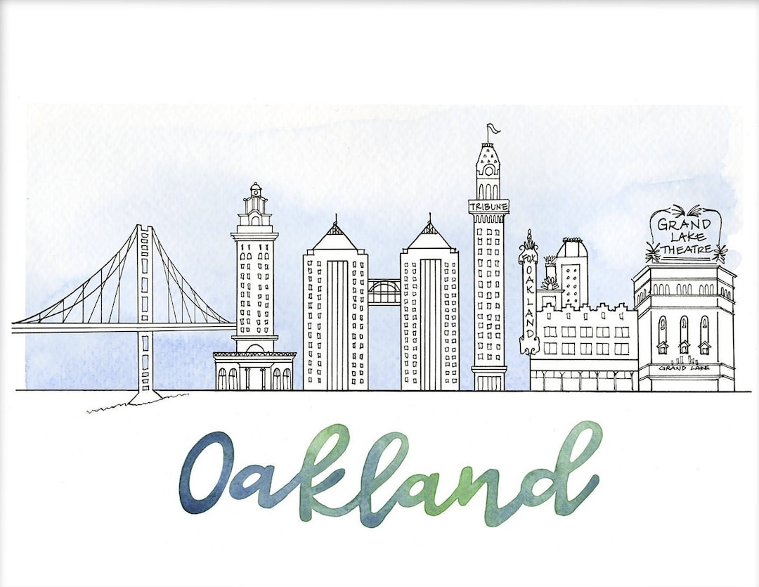Oakland Skyline, Bay Bridge, Wall Art, Wall Decor, Travel Art ...