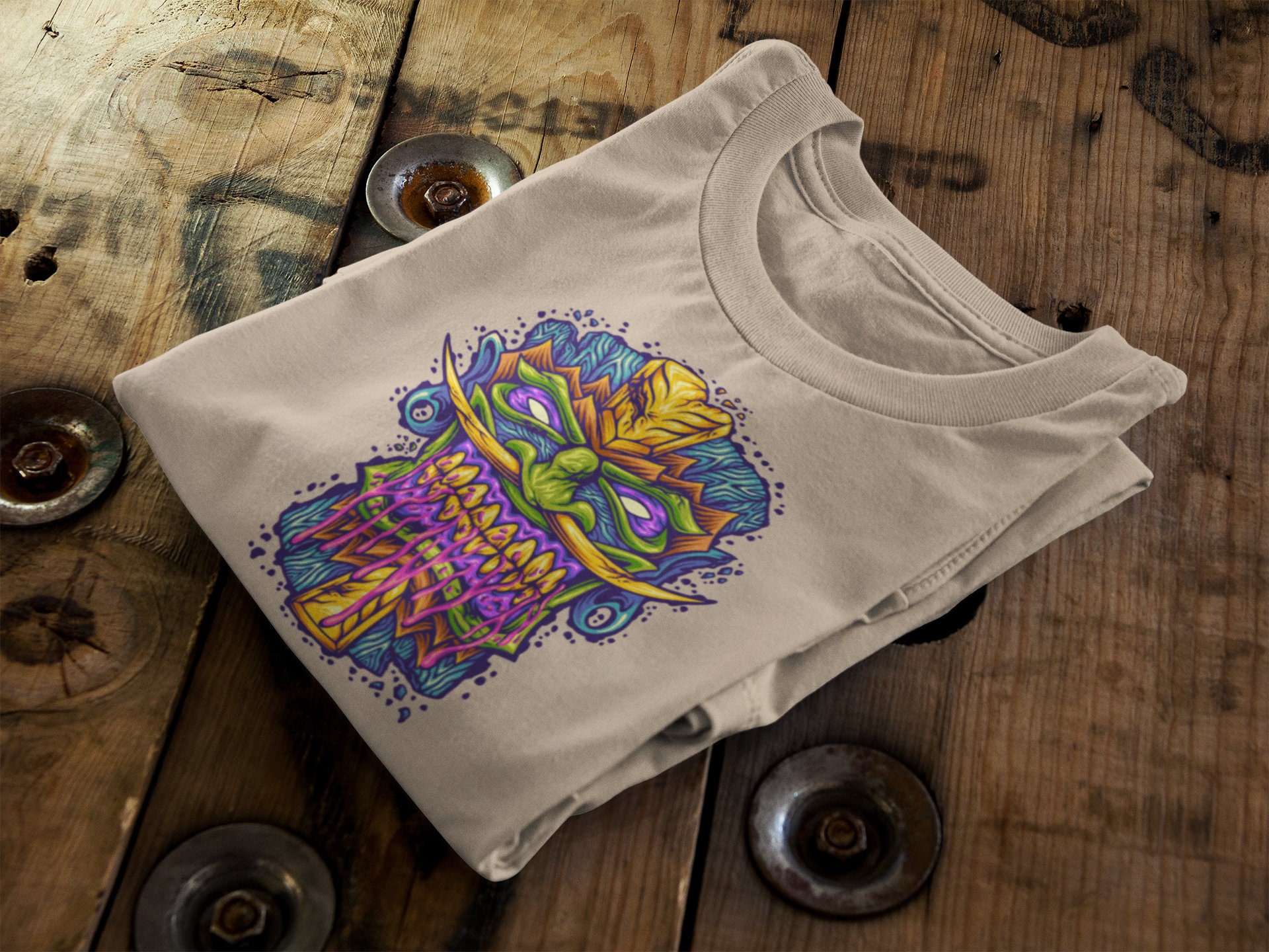 Angry Hawaiian Tiki Bar Mask Monster Cotton Unisex T-shirt | Adult ...