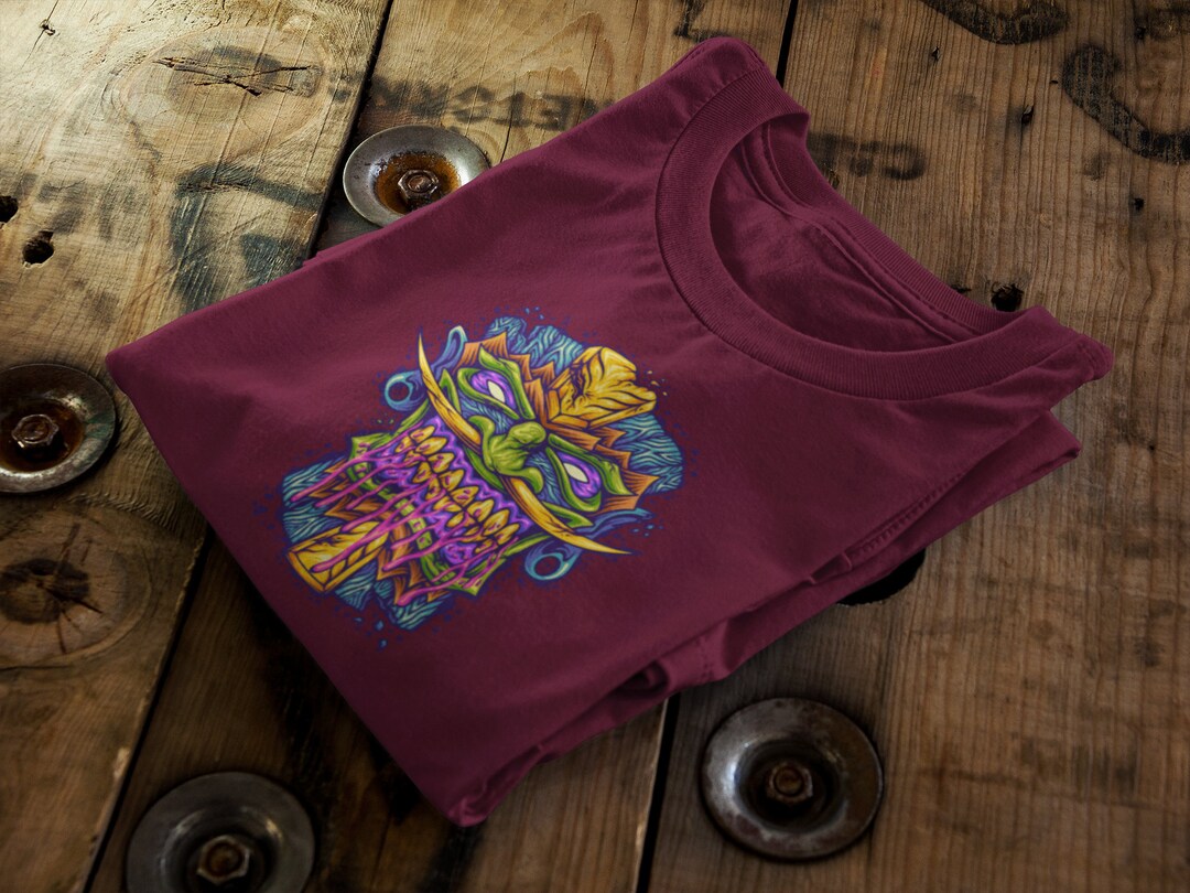 Angry Hawaiian Tiki Bar Mask Monster || Organic Cotton Unisex T-shirt ...