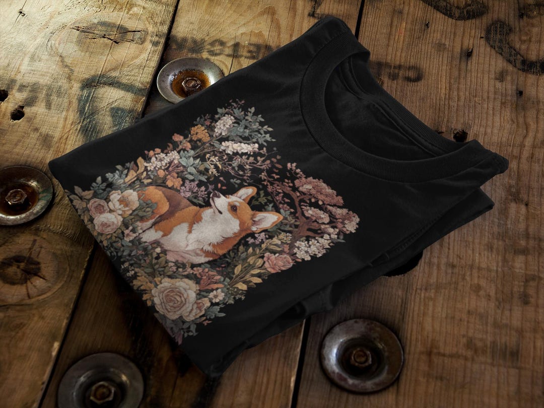 Medieval Corgi Floral T-shirt | Renaissance Dog Graphic - Etsy