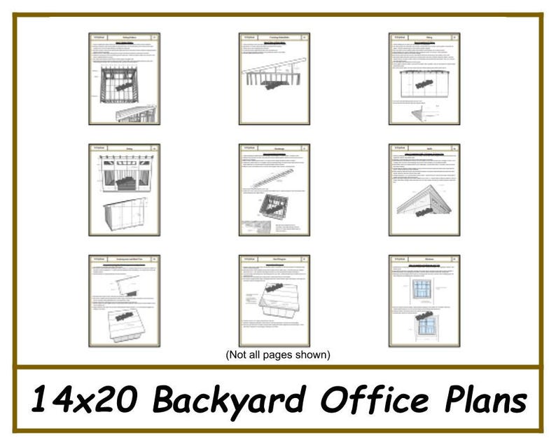 Backyard Office Plans 14x20 - She Shed - Man Cave Plans - Instant PDF ...