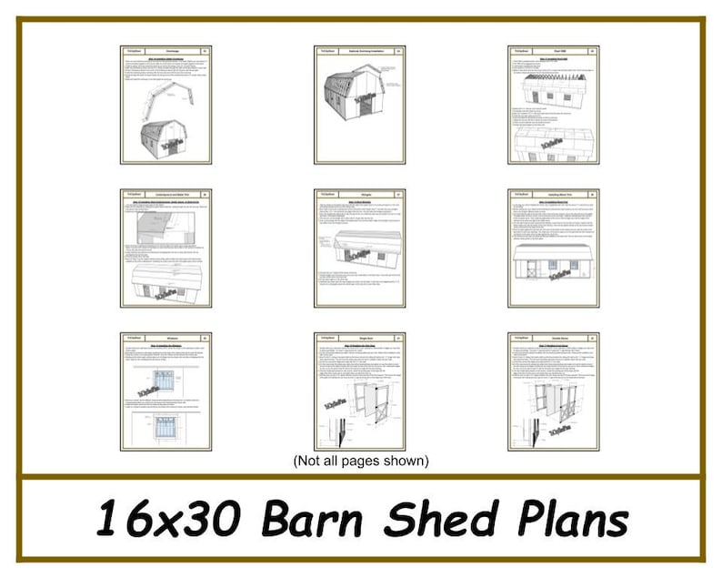 Barn Shed Plans 16x30 - PDF Download - Etsy