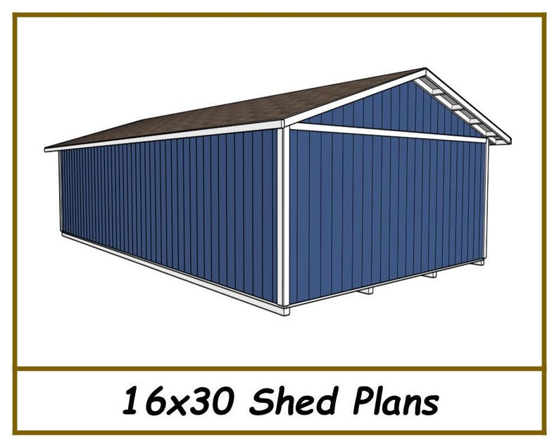 Shed Plans 16x30 - PDF Download - Etsy