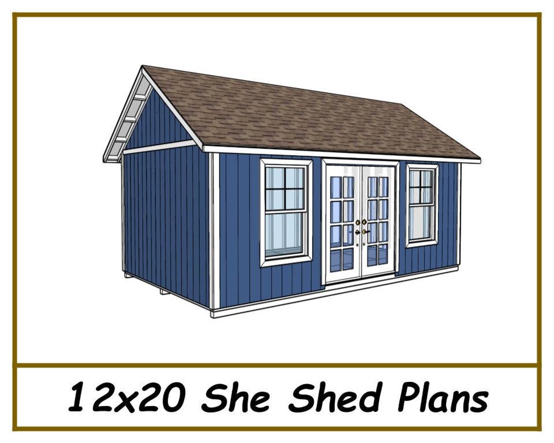 She Shed Plans 12x20 - PDF Download - Etsy