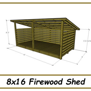 Firewood Shed Plans 8x16 - PDF Download - Etsy