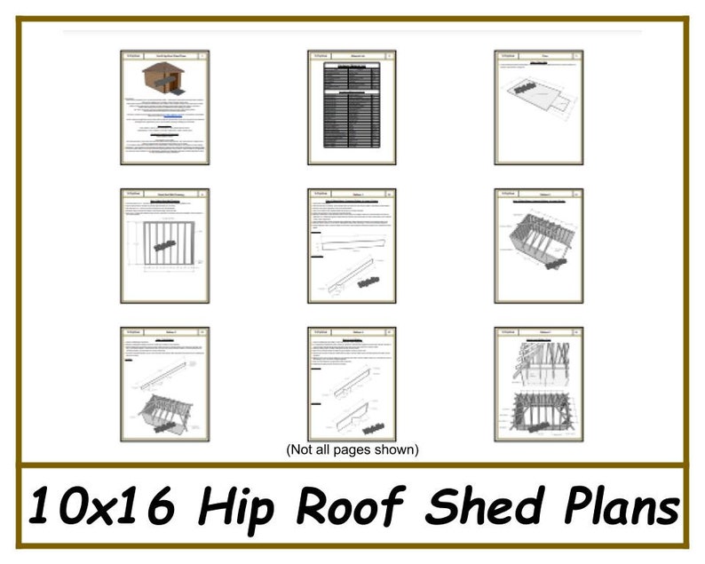 Hip Roof Shed Plans 10x16 - PDF Download - Etsy