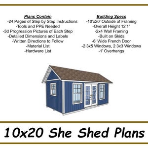 She Shed Plans 10x20 - PDF Download - Etsy