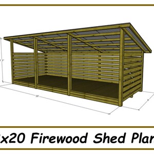 Firewood Shed Plans 8x20 - PDF Download - Etsy
