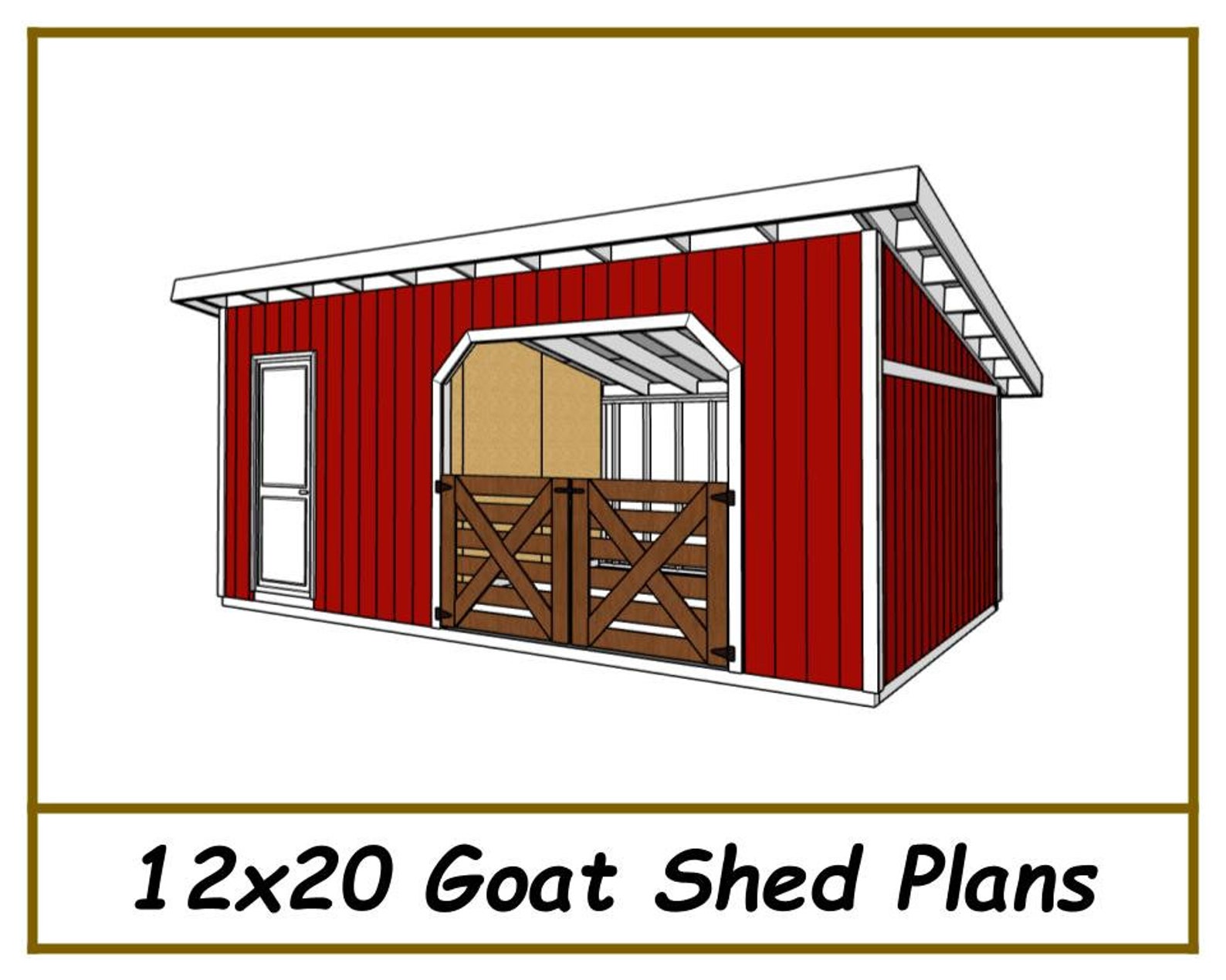 Goat Shed Plans 12x20 - PDF Download - Etsy
