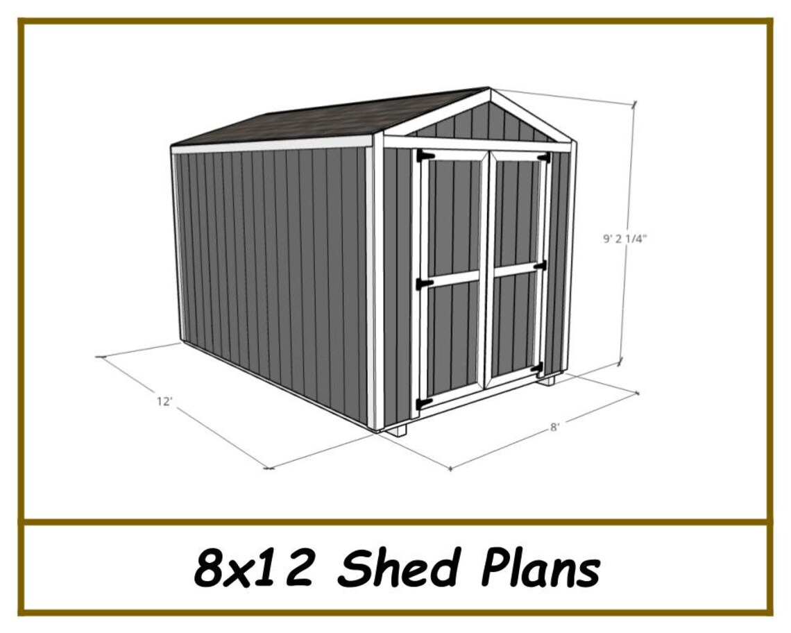 Shed Plans 8x12 Storage Shed Plans PDF Download - Etsy