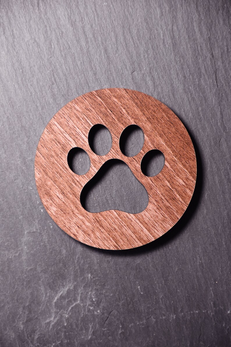 X1 Individual Dog Paw Print Coaster Wooden Paw Print Coaster - Etsy