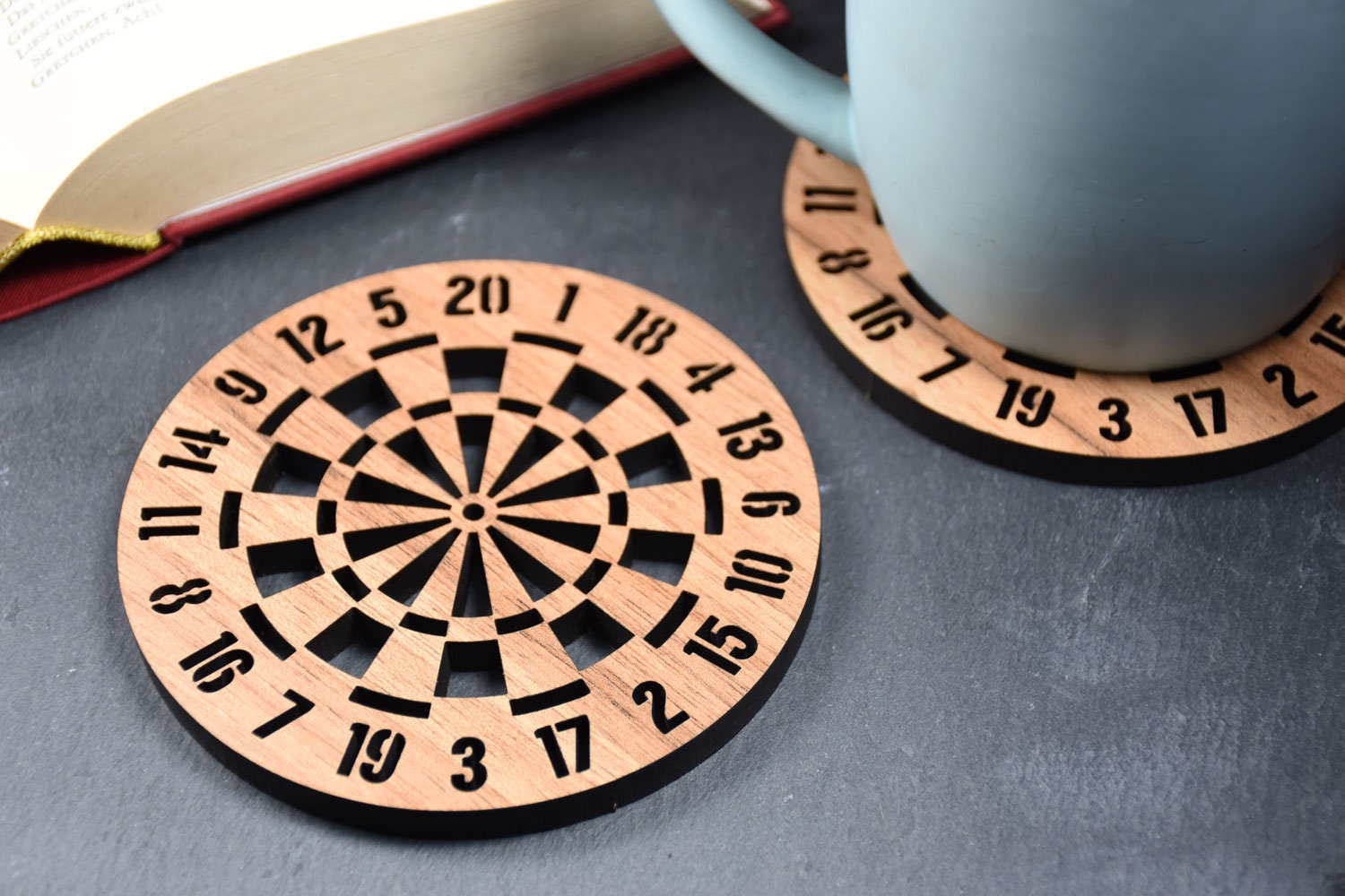 X1 Individual Dartboard Coaster Wooden Dart Board Coaster. | Etsy