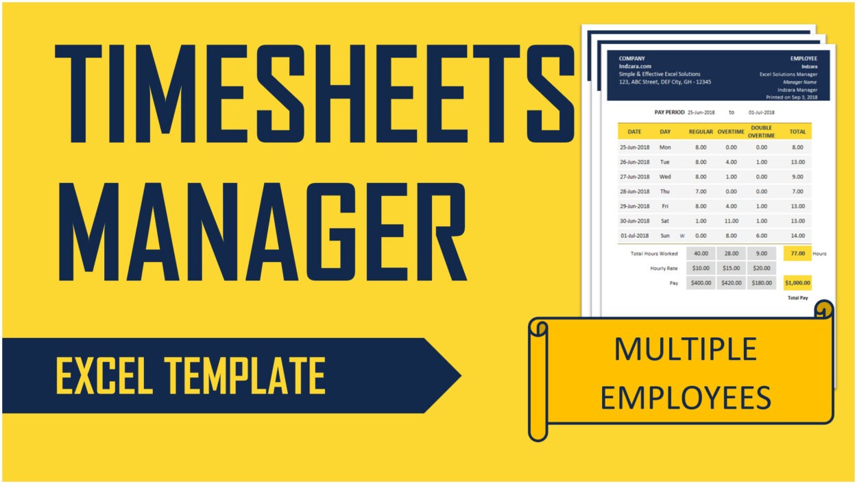 Timesheet Manager Excel Template - Etsy