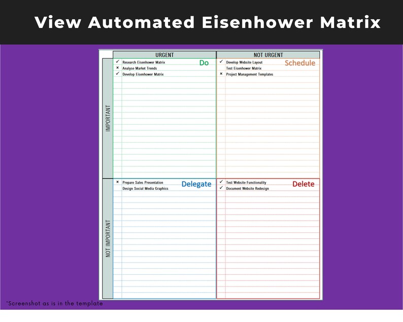 Eisenhower Matrix – Google Sheet Template | Time Management Tool - Etsy