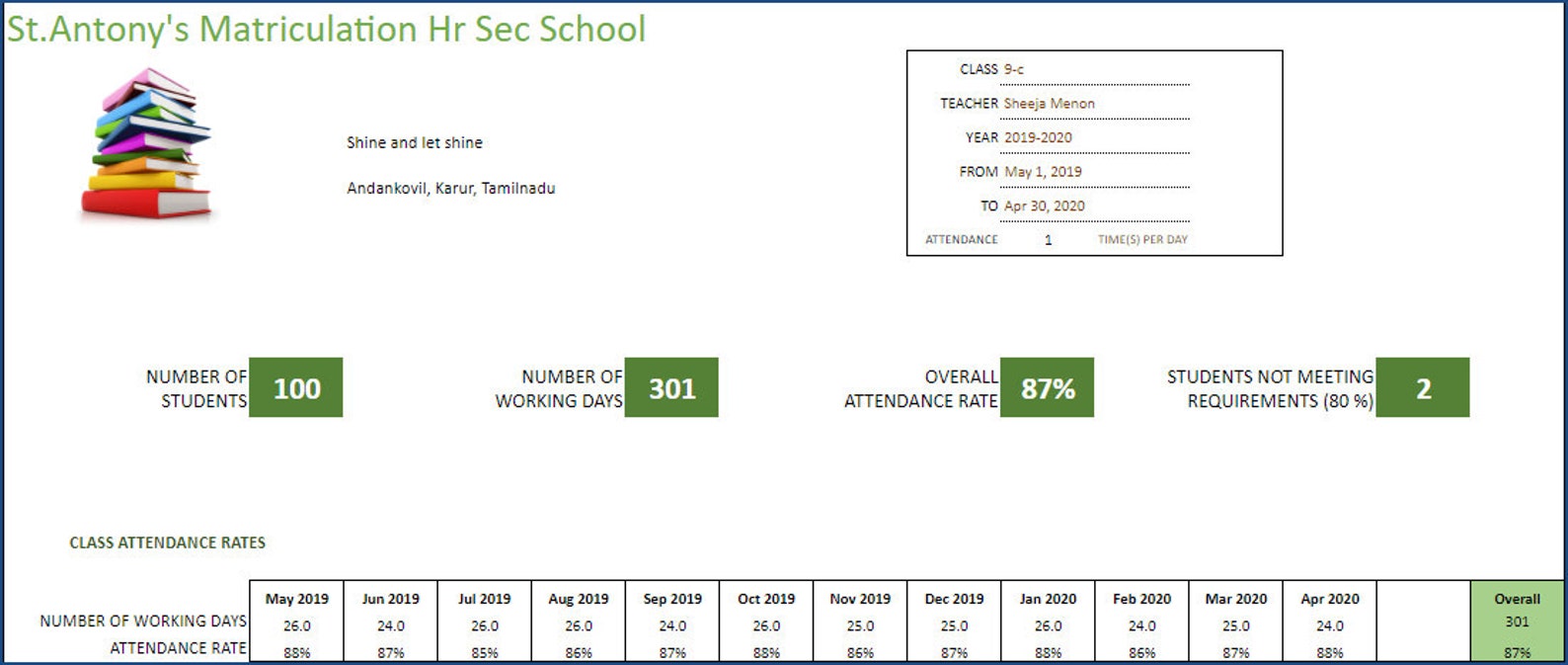 Student Attendance Register Google Sheet Template - Etsy