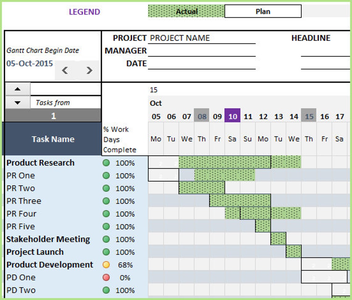 Gantt Chart Maker Excel Template Project Planner Excel Task Manager ...