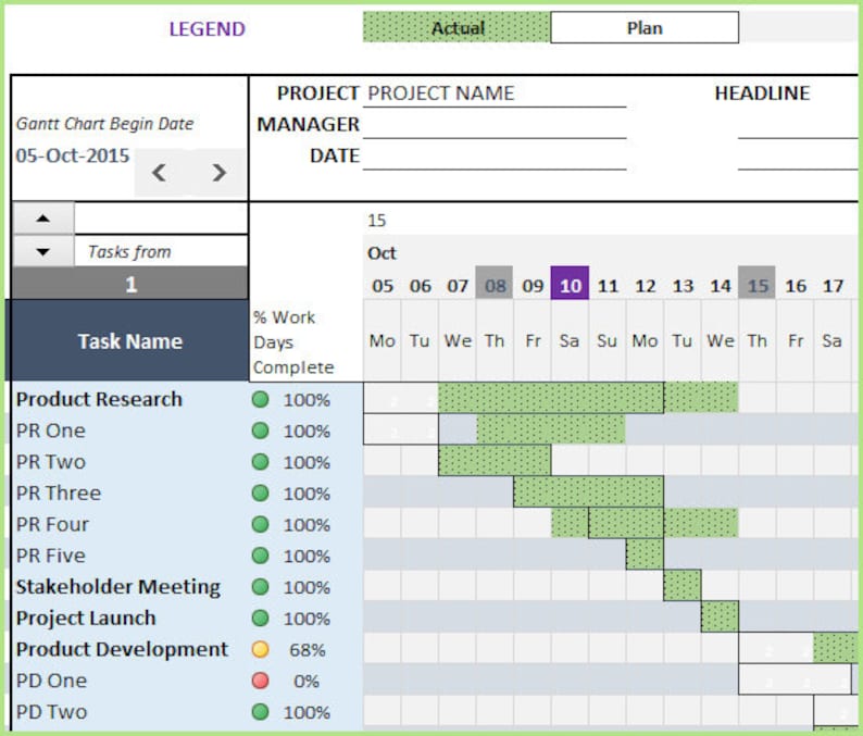 Gantt Chart Maker Excel Template Project Planner Excel Task Manager ...
