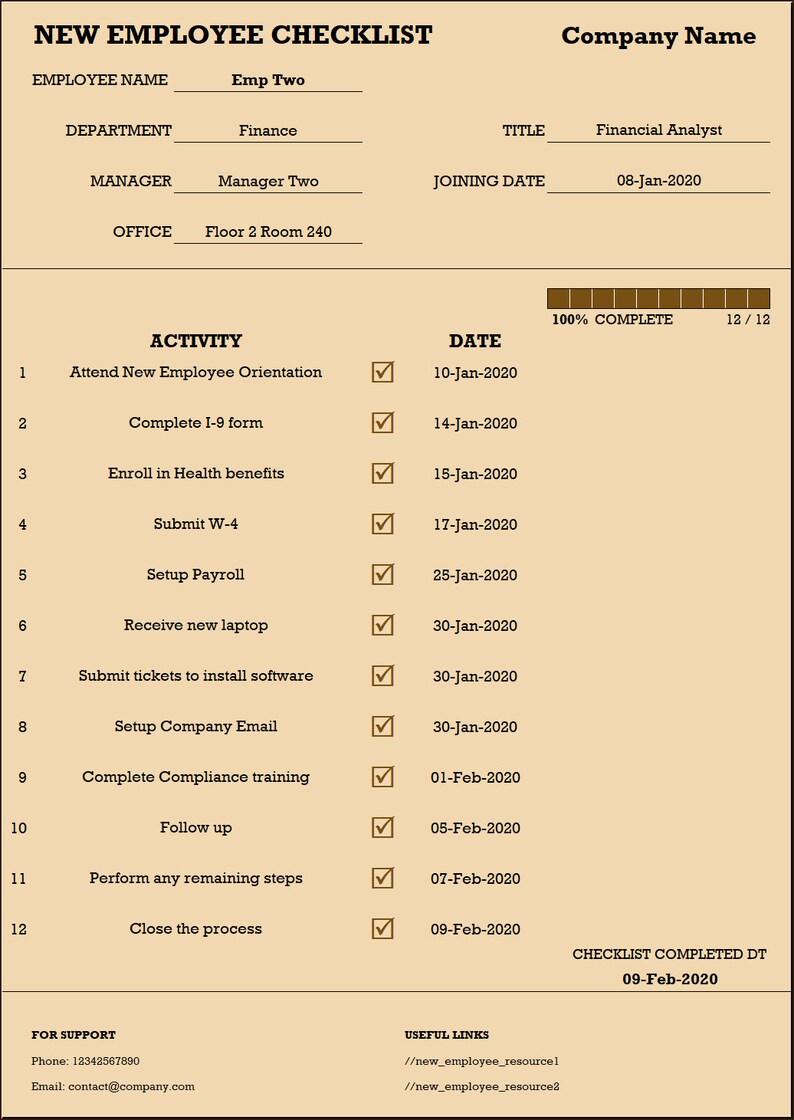 New Employee Checklist - Etsy