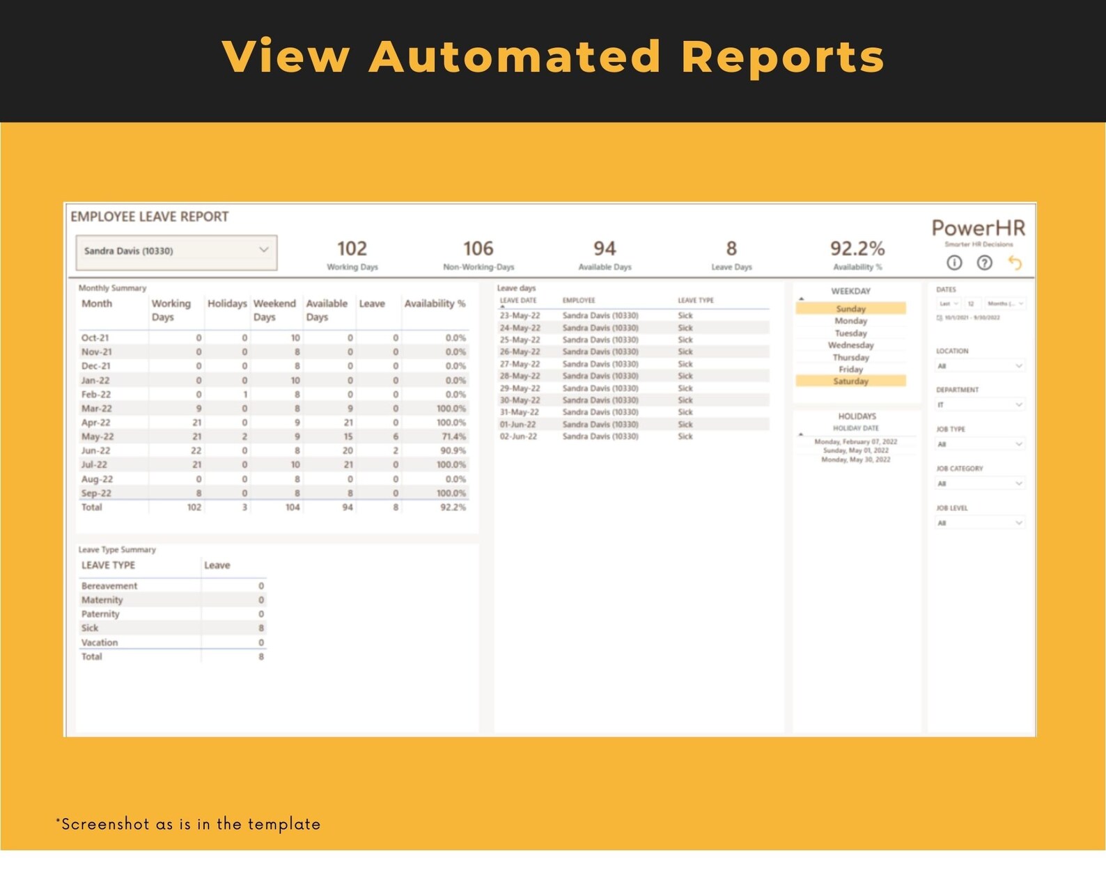 Leave Dashboard – Power BI Template - Etsy