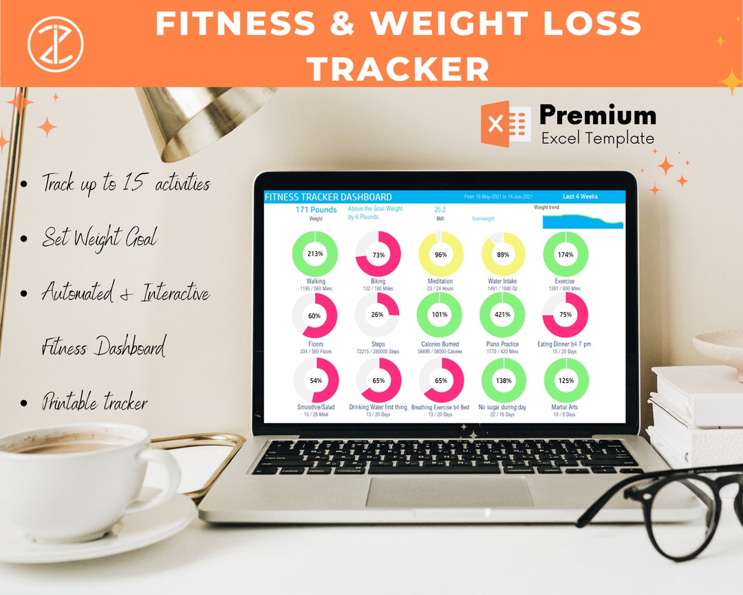 Fitness & Weight Loss Tracker Excel Template - Etsy