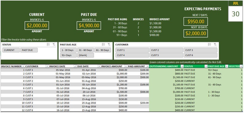 Sales Invoice Tracker Excel Template Etsy