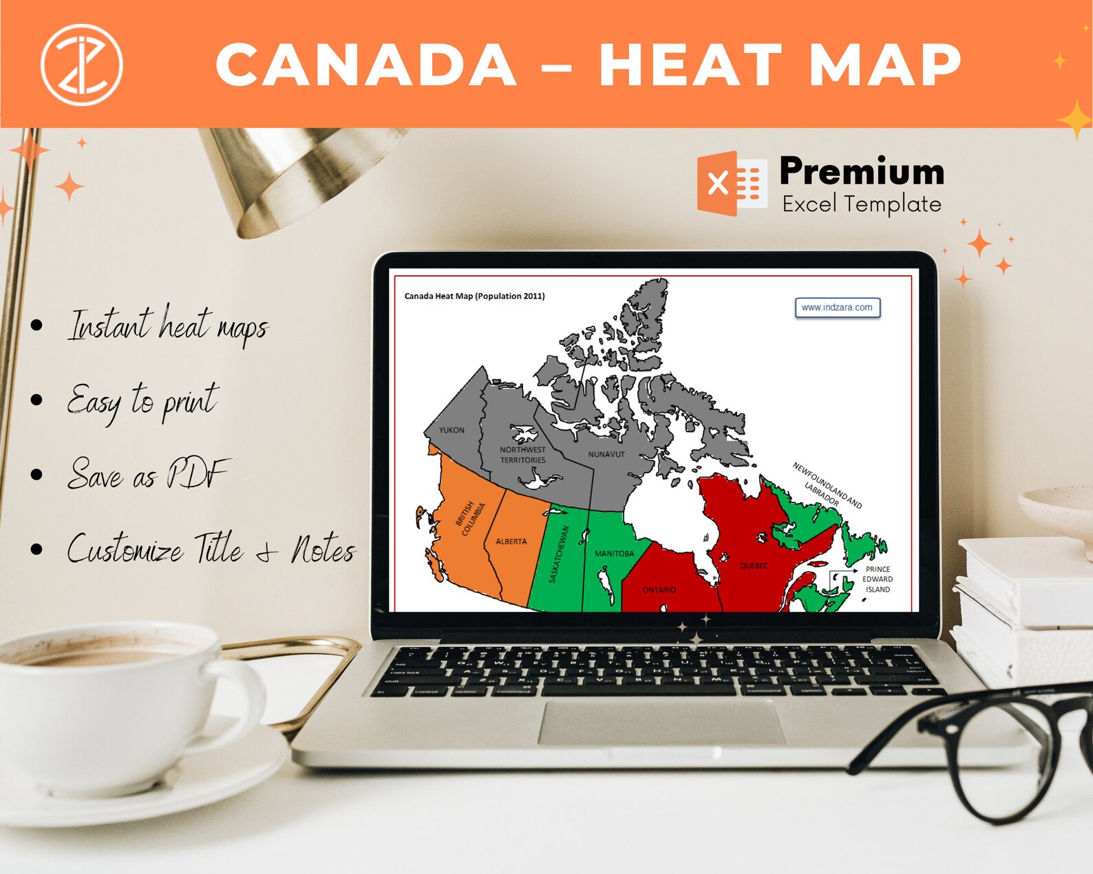 Canada Heat Map Excel Template - Etsy
