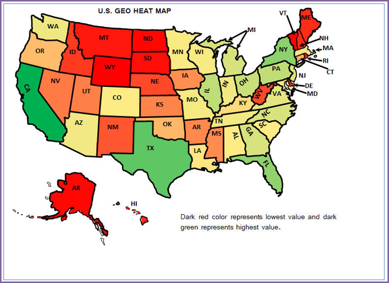 U.S State Heat Map Excel Template - Etsy