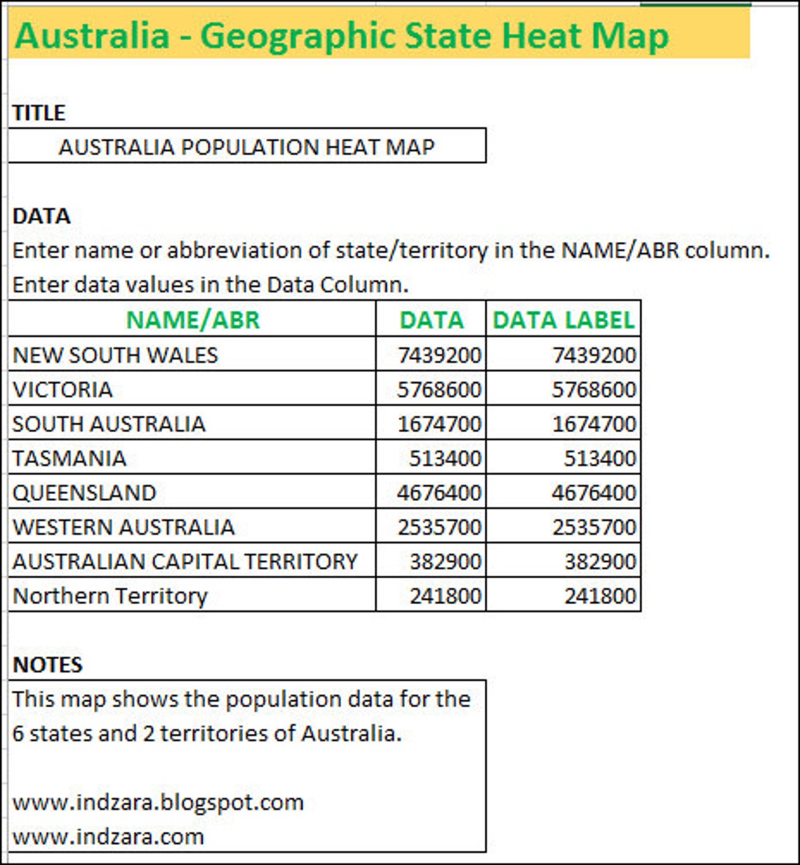 Australia State Heat Map Excel Template - Etsy