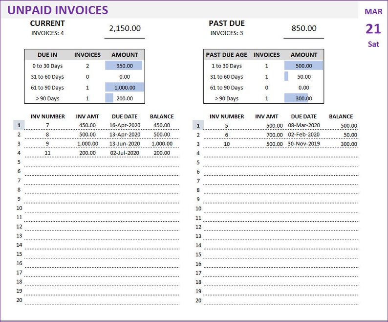 Invoices & Payments Management Excel Template Simplify Invoices ...