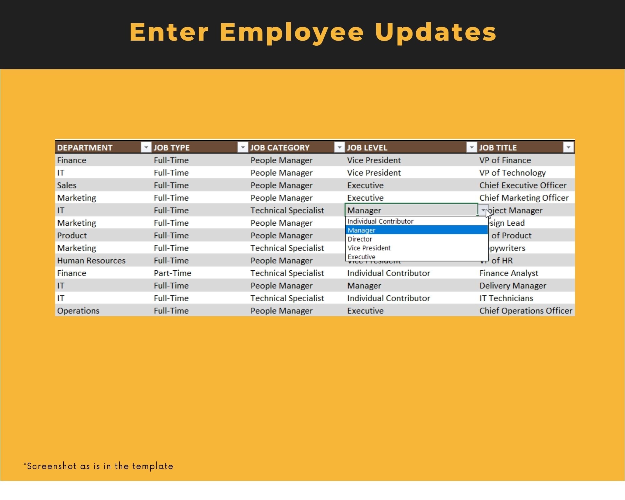 Hr Performance Dashboard Excel Template Etsy