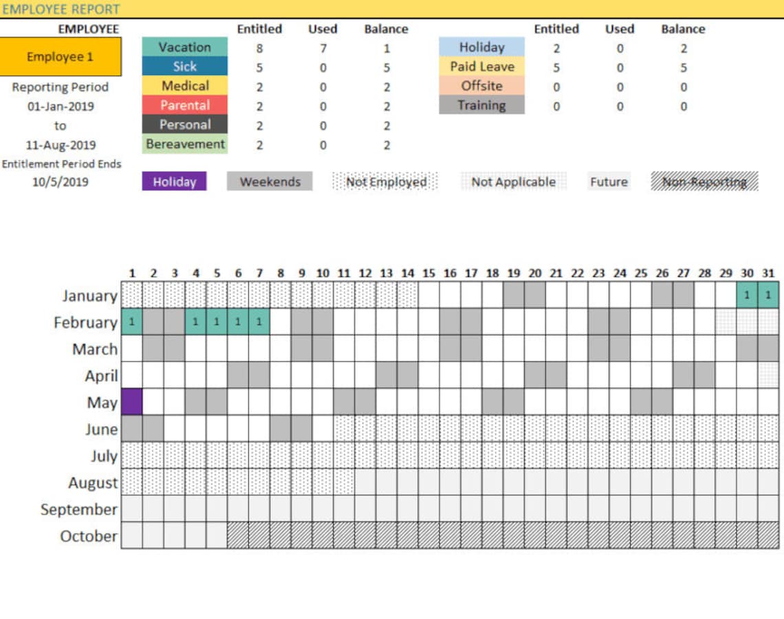 Employee Leave Manager | Employee Leave Excel | HR Excel Sheet ...