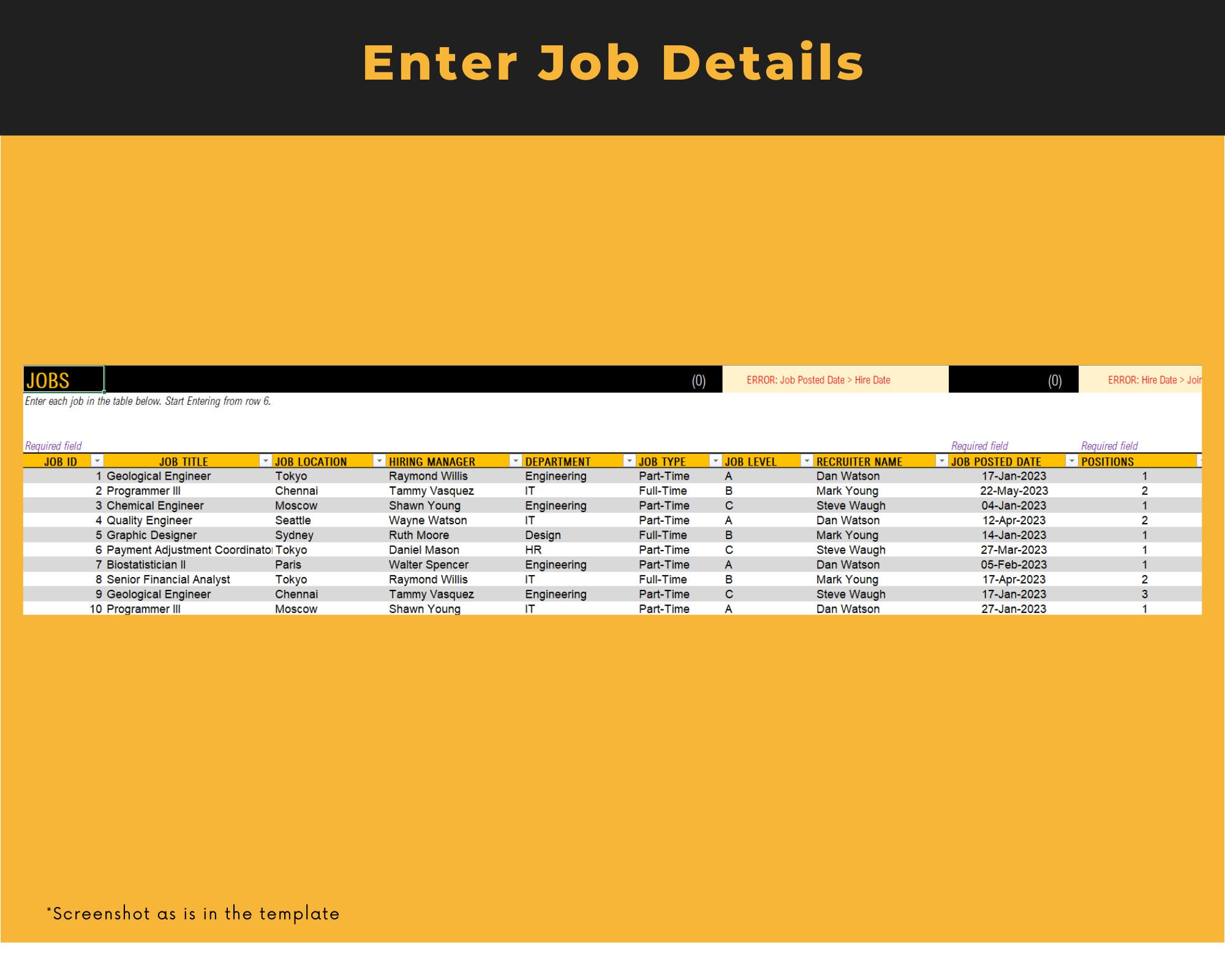 Recruitment Tracker | Recruitment Excel Template | HR Excel Manager ...