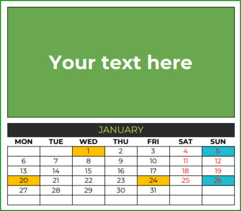 Calendar Google Sheet Template - Etsy
