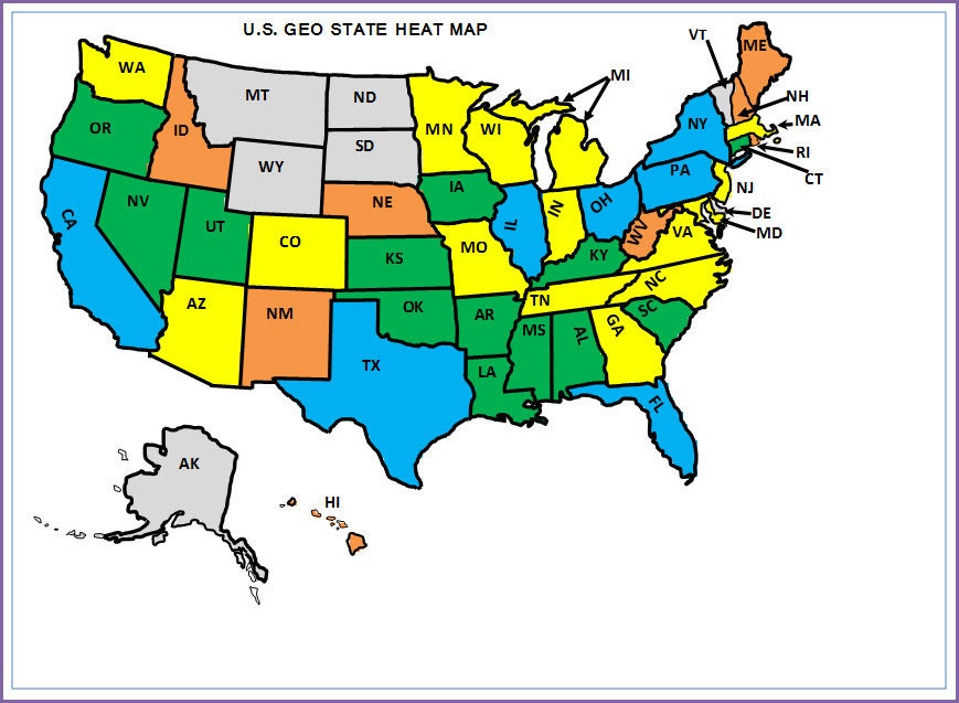 U.S State Heat Map Excel Template - Etsy