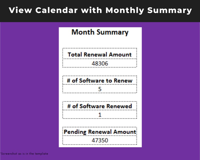 Software Renewal Tracker – Excel Template - Etsy