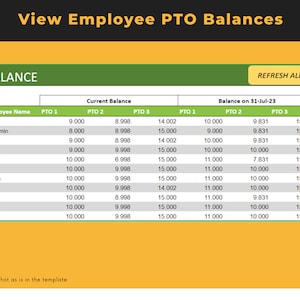 Small Business Paid Time off (PTO) Manager in Google Sheets| Employee ...