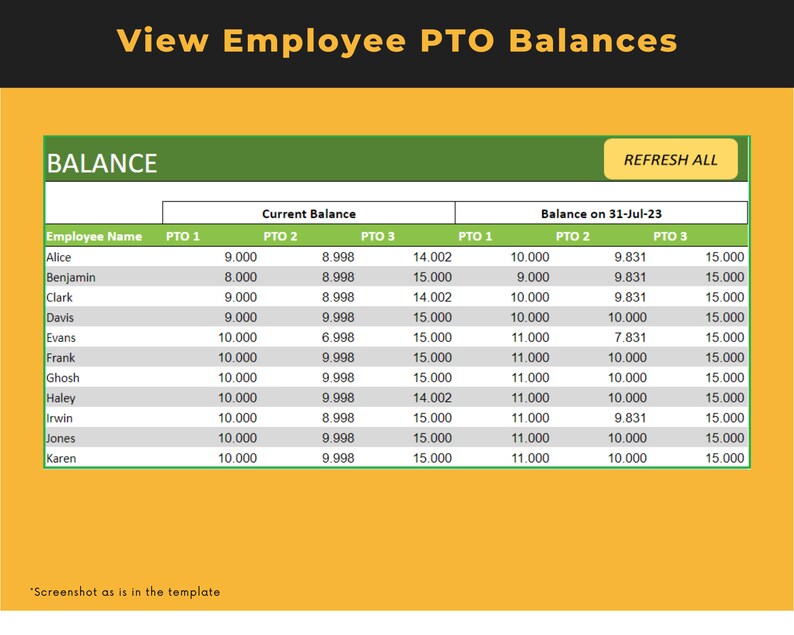 Small Business Paid Time off (PTO) Manager in Google Sheets| Employee ...