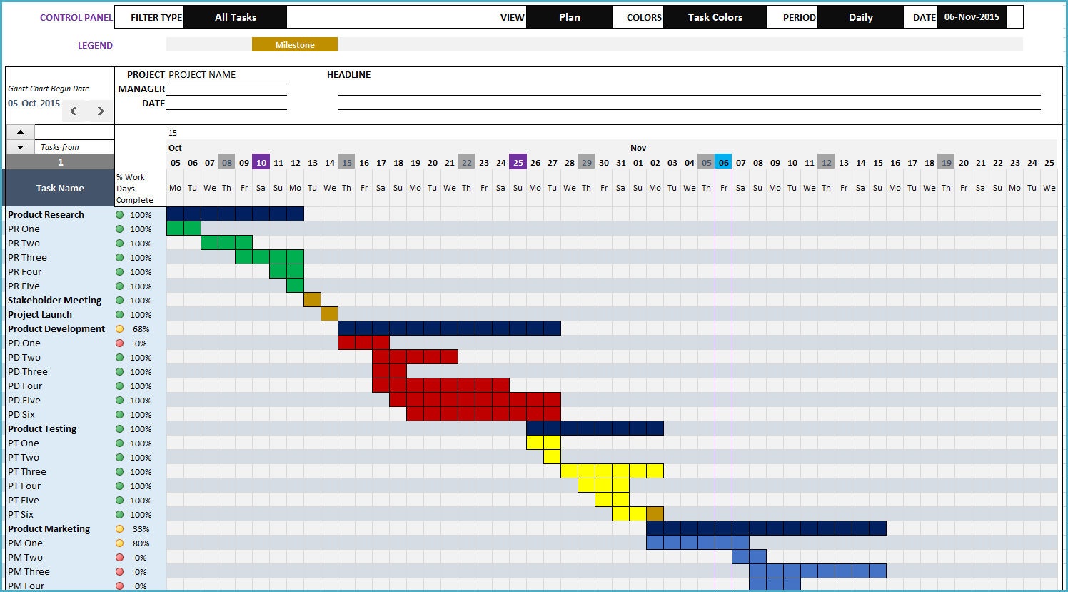 Gantt Chart Maker Excel Template Project Planner Excel Task Manager ...