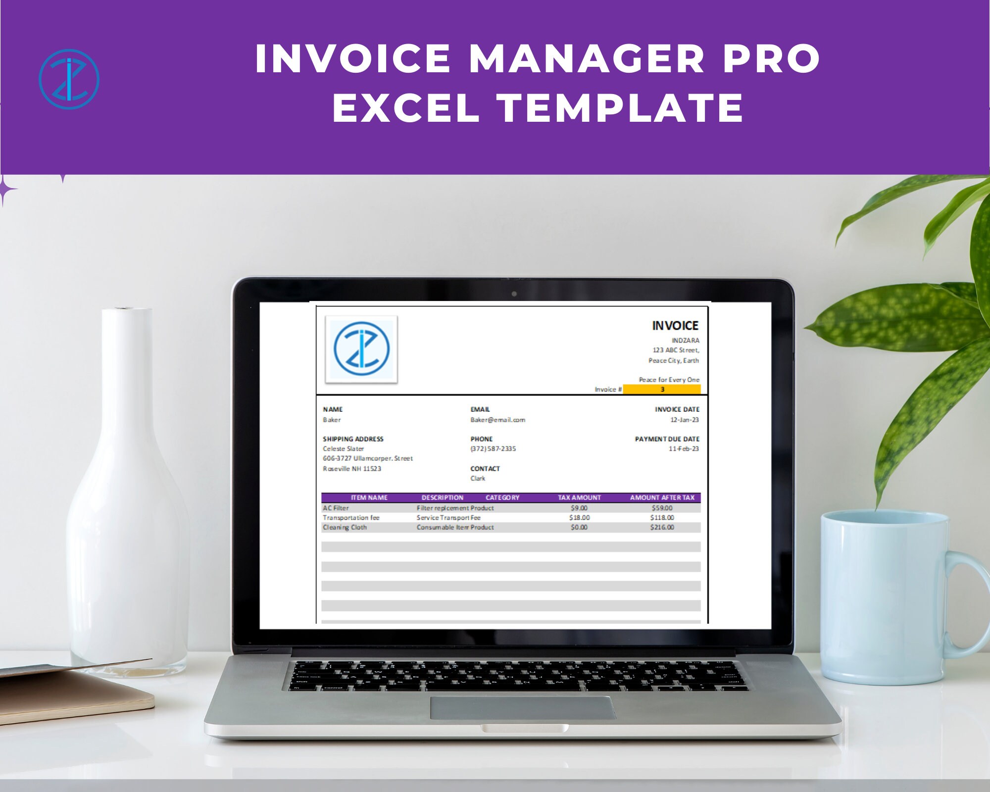 Invoice Manager Pro | Invoice Generator Excel Template | Small Business Invoice Tracker | Small ...