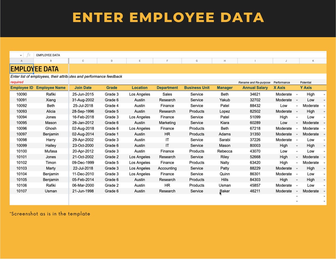 Talent Management Grid HR Talent Grid Employee Tracker - Etsy